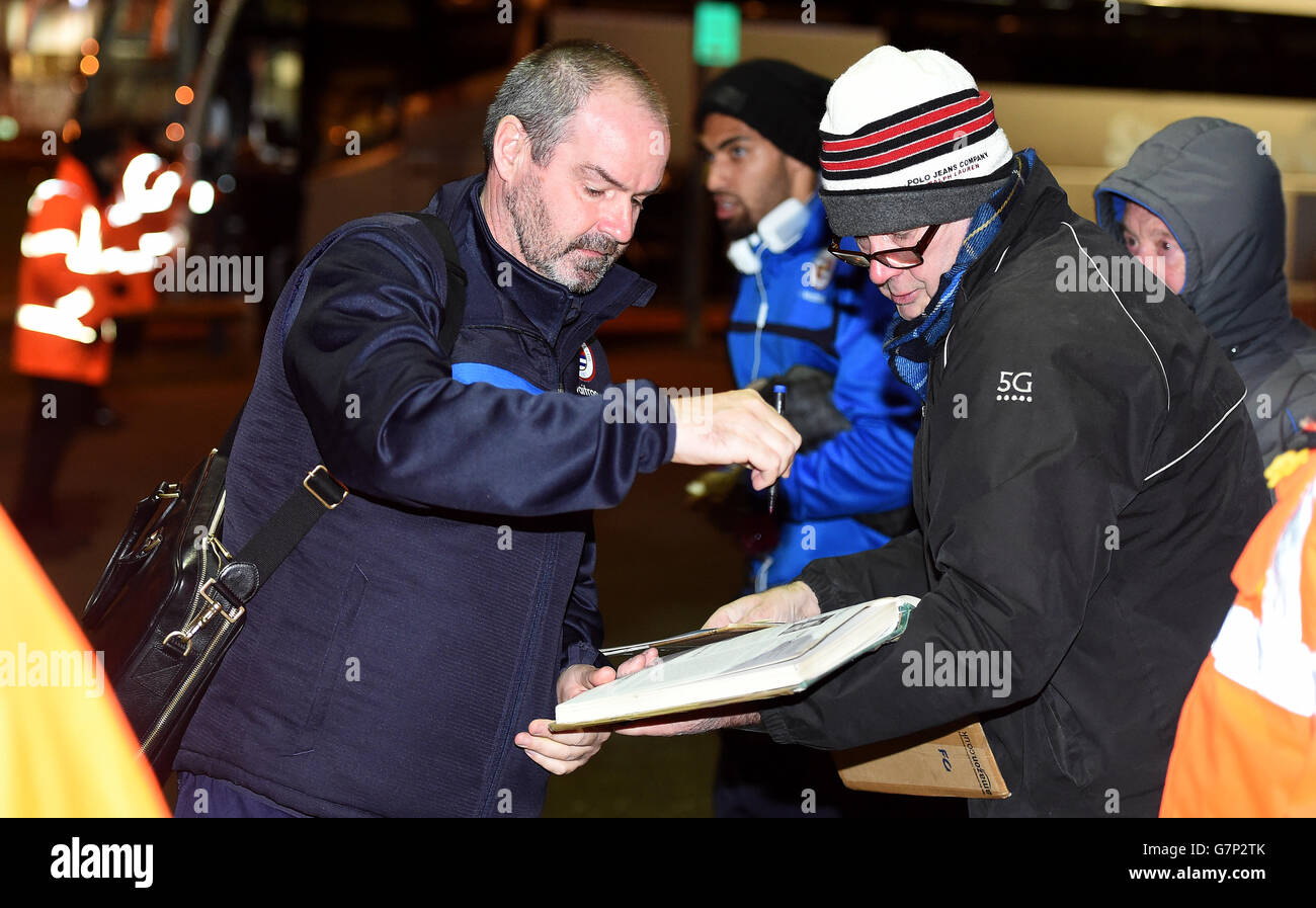 Reading manager Steve Clarke signs autographs for fans at the Macron ...