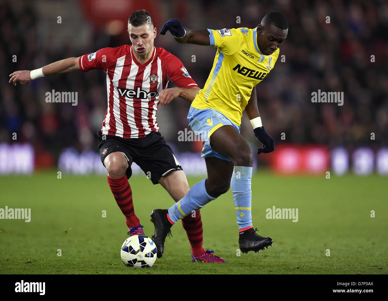 Southampton's Morgan Schneiderlin and Crystal Palace's Yannick Bolasie ...
