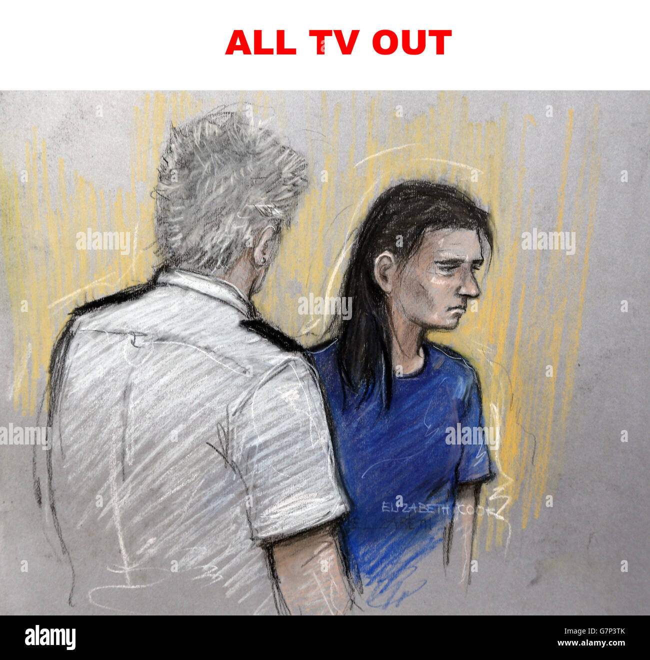 Court artist sketch by Elizabeth Cook of Shauna Hoare, girlfriend of Nathan Matthews, appearing ...