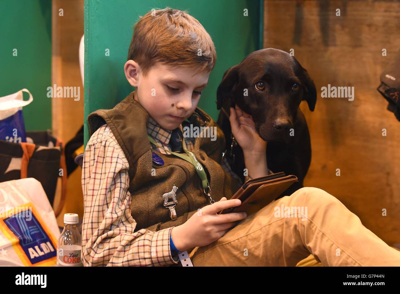 11 year old Oscar Tarbox from Sussex with his black labrador named Skya ...