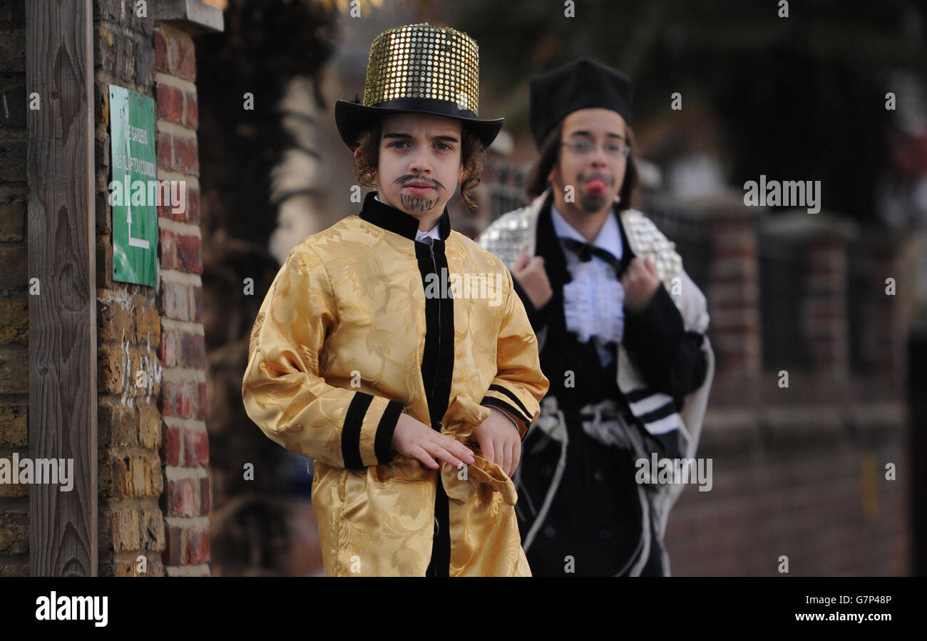 Orthodox Jewish children celebrate the festival of Purim in Stamford ...