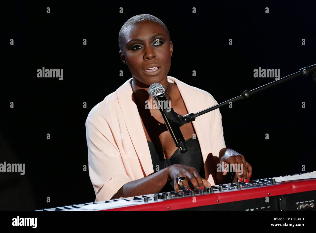 Singer Laura Mvula on stage after the screening of her concert film ...