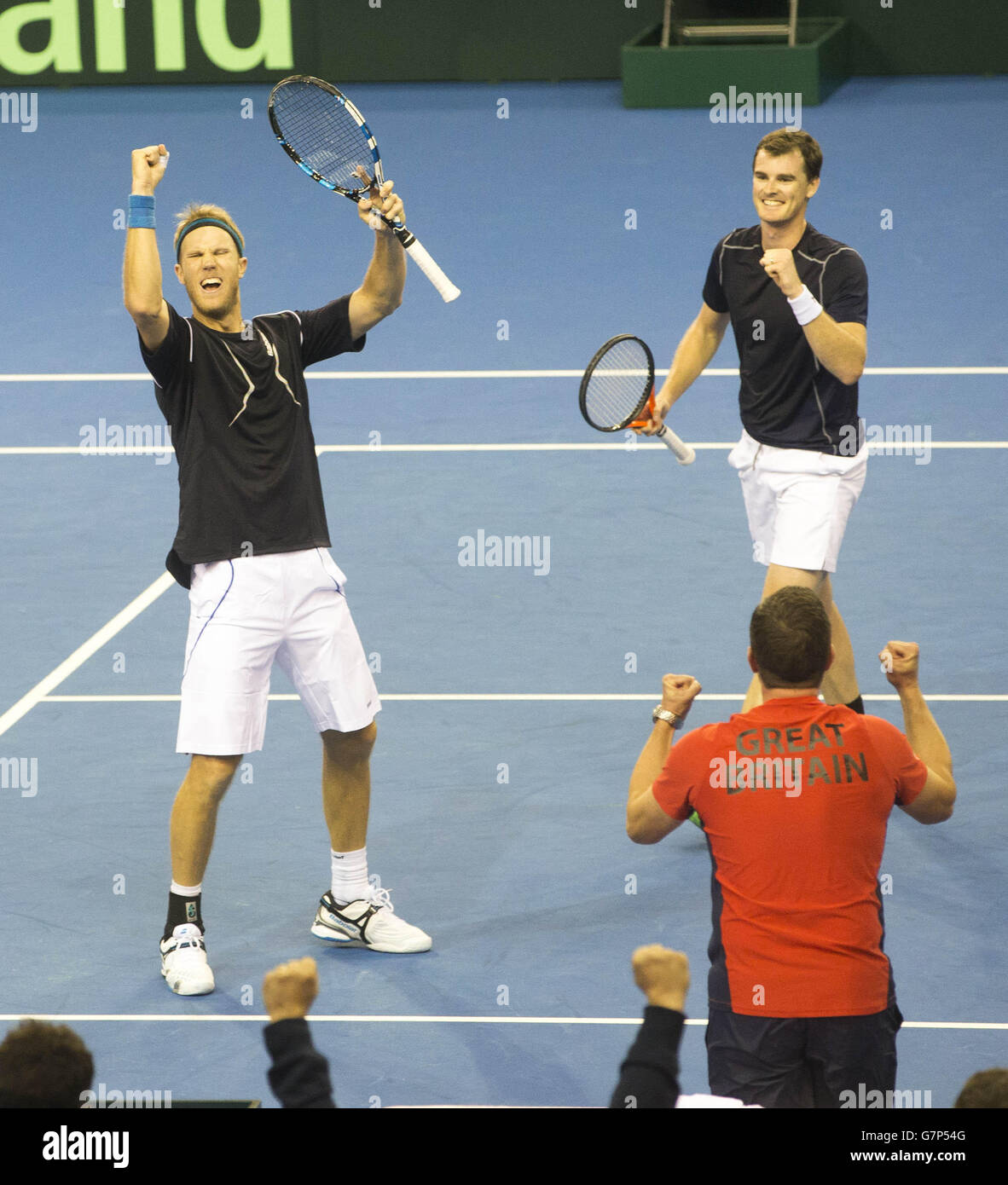 Great Britain's Dominic Inglot and Jamie Murray celebrate after winning ...