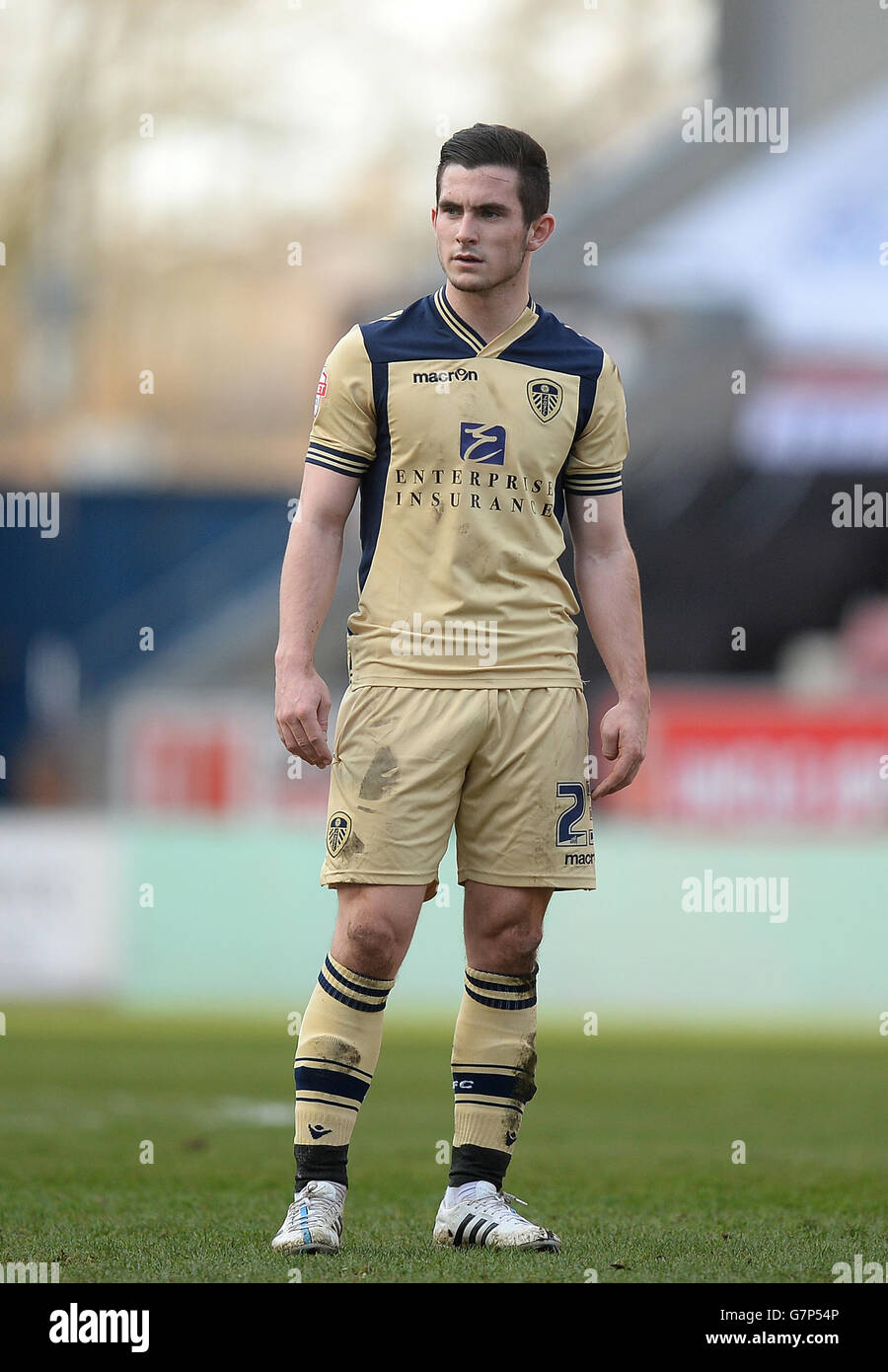 Leeds uniteds lewis cook in action against wigan athletic hi-res stock ...
