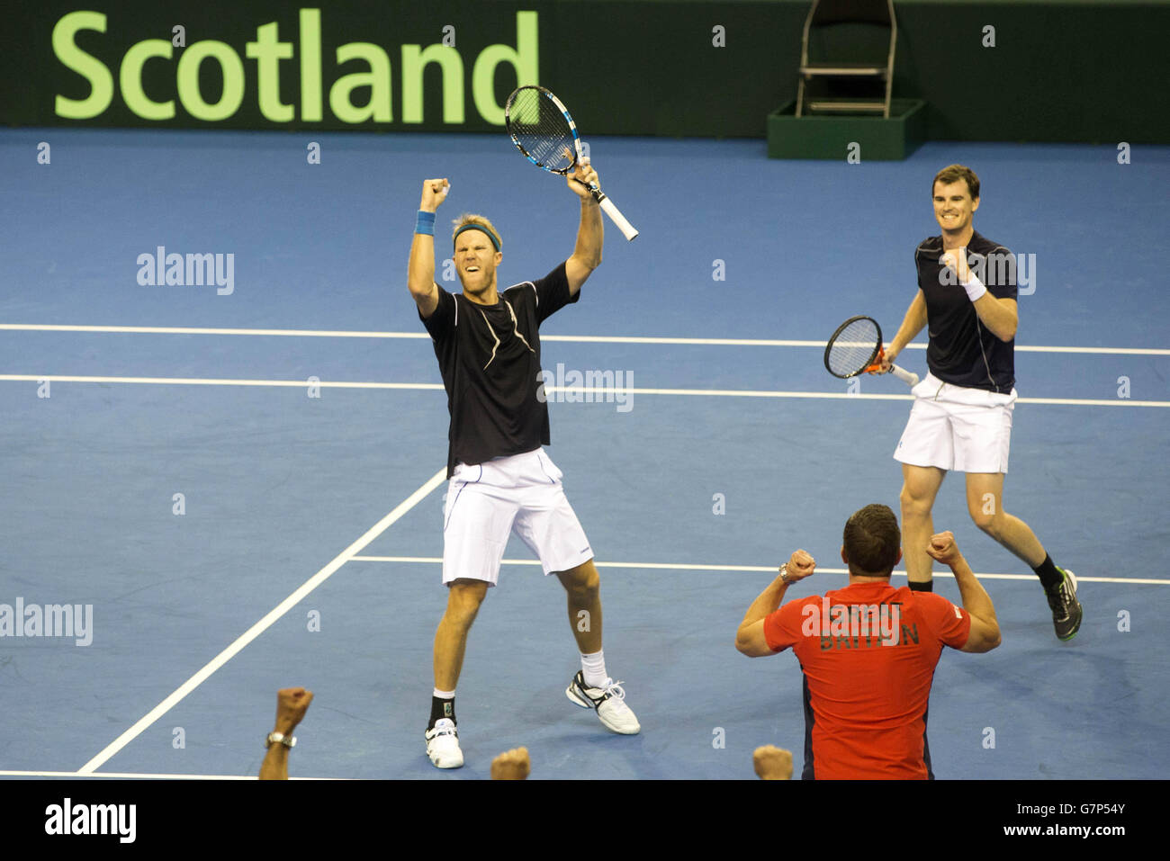 Great Britain's Dominic Inglot and Jamie Murray celebrate after winning ...
