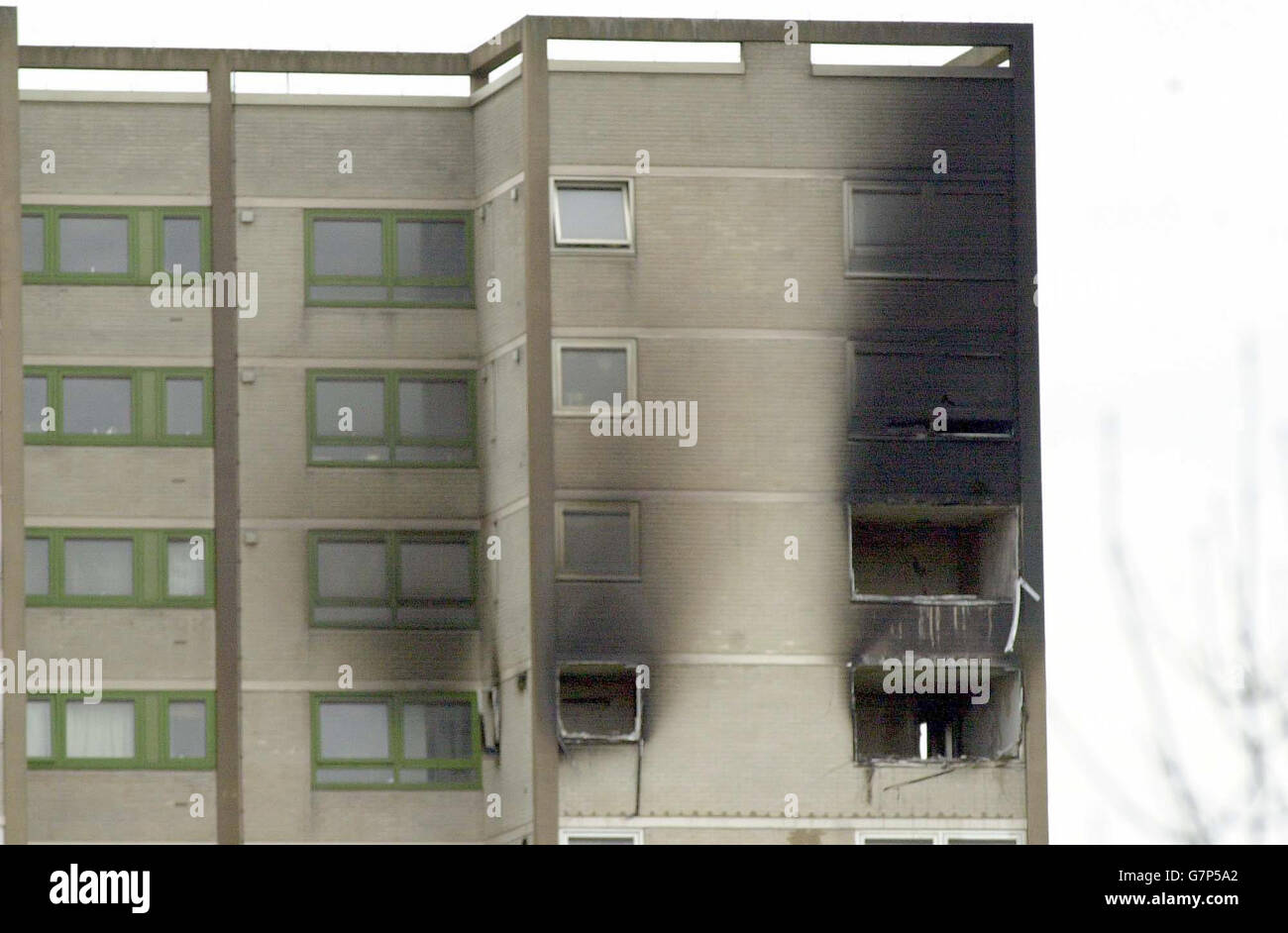 Fire at block of flats - Stevenage Stock Photo - Alamy