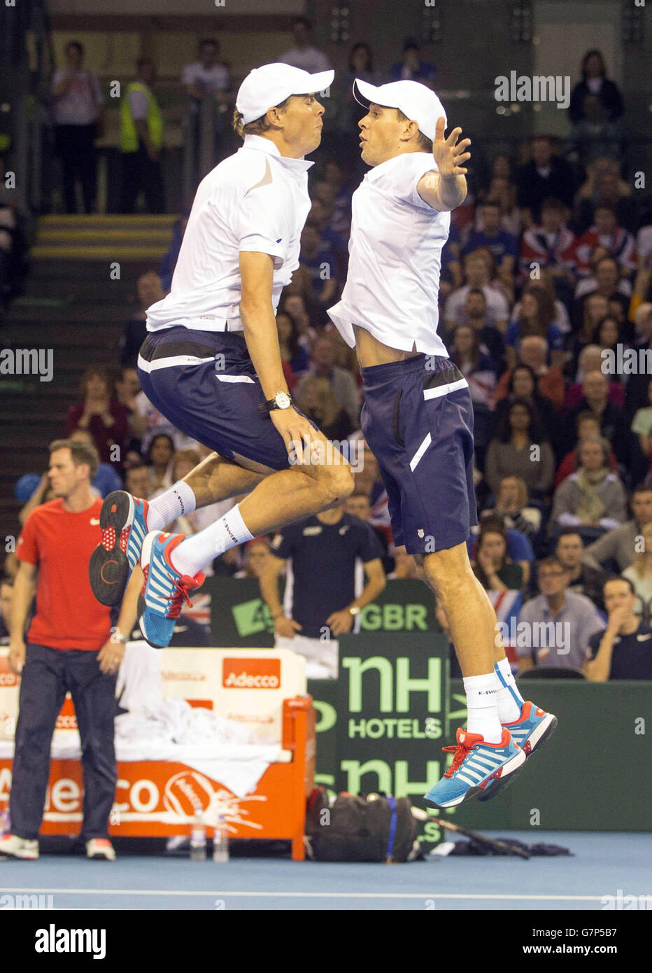 USA's Mike Bryan and Bob Bryan celebrate their victory during the Davis ...