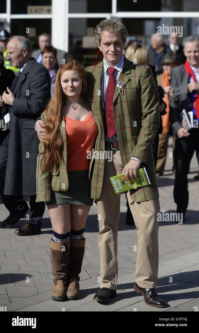 Darcy Martin and John Burton arrive for Champion Day, during the ...