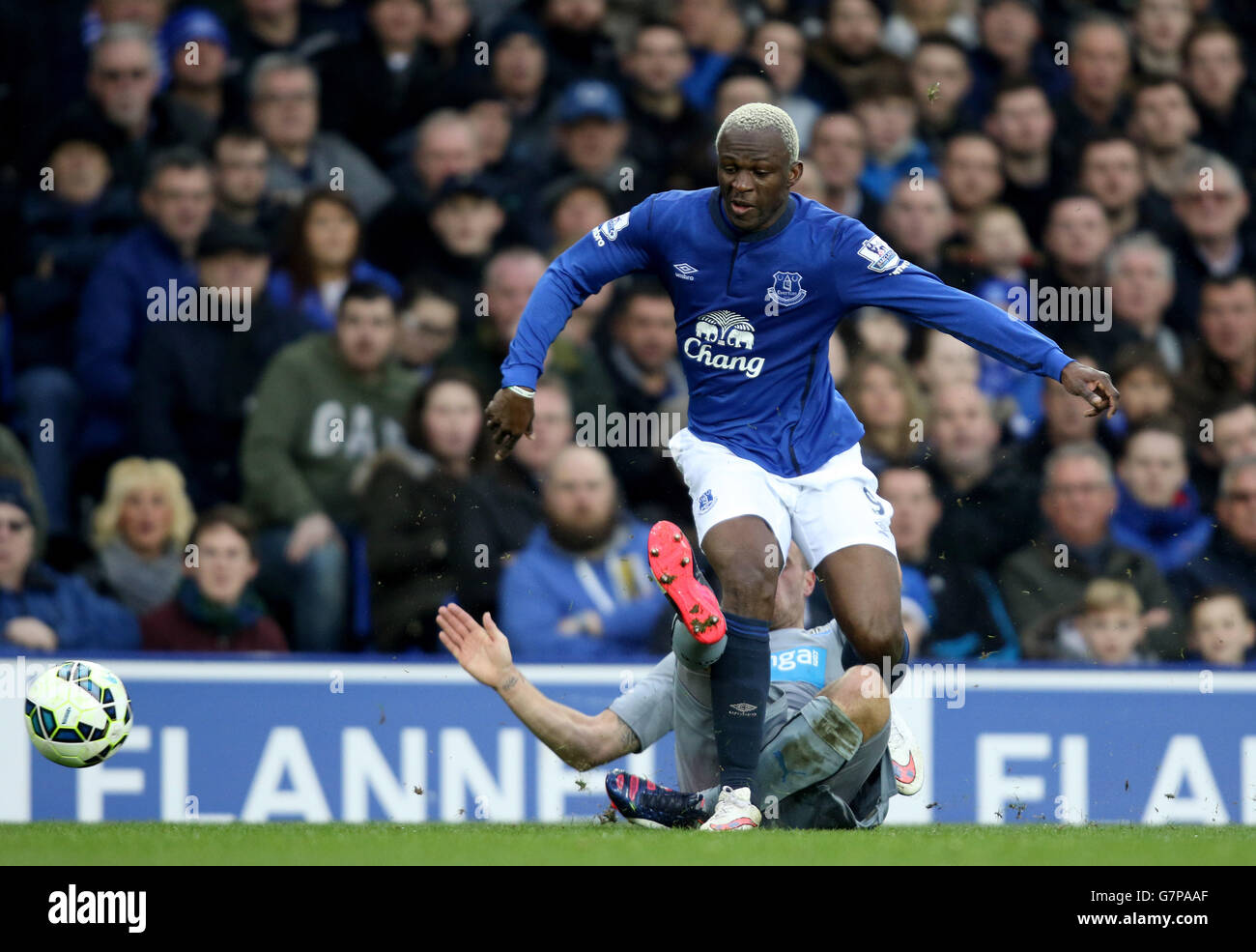 Newcastle United's Ryan Taylor catches Everton's Arouna Kone Stock ...