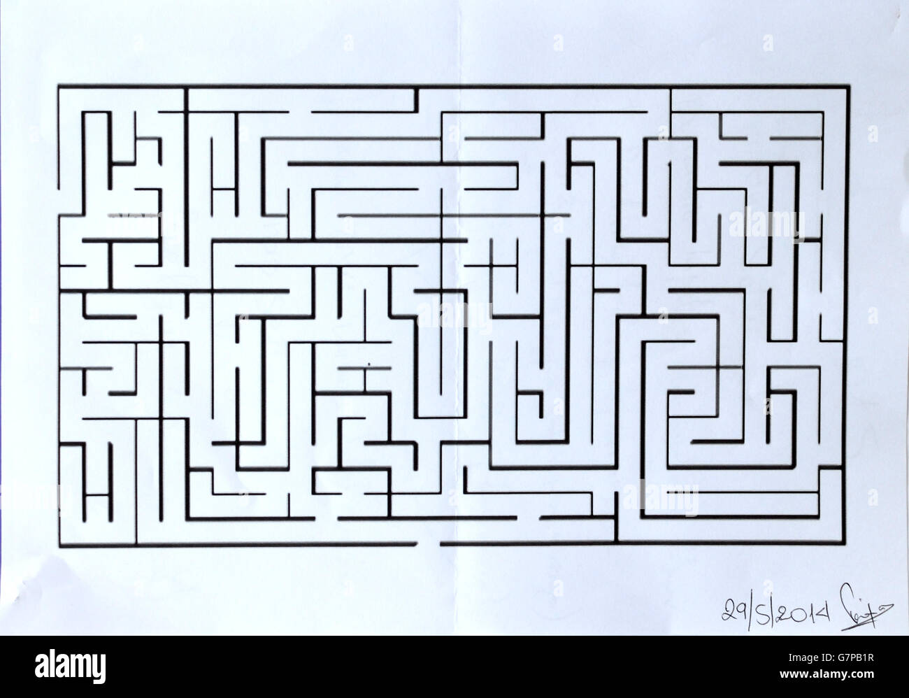 Monochrome sketch with maze pattern, designed with pens and markers ...