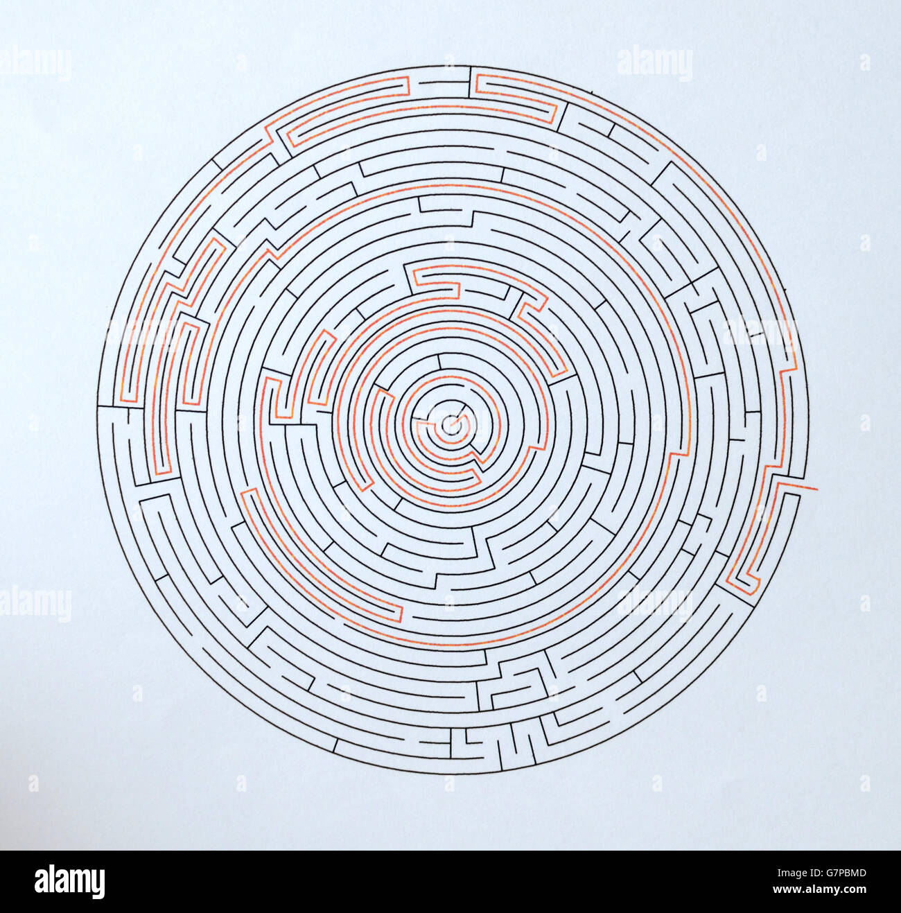 Monochrome sketch with maze pattern, designed with pens and markers ...
