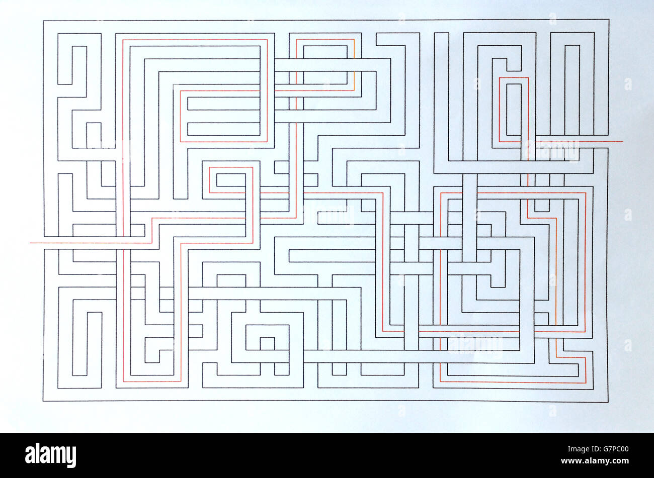 Monochrome sketch with maze pattern, designed with pens and markers ...