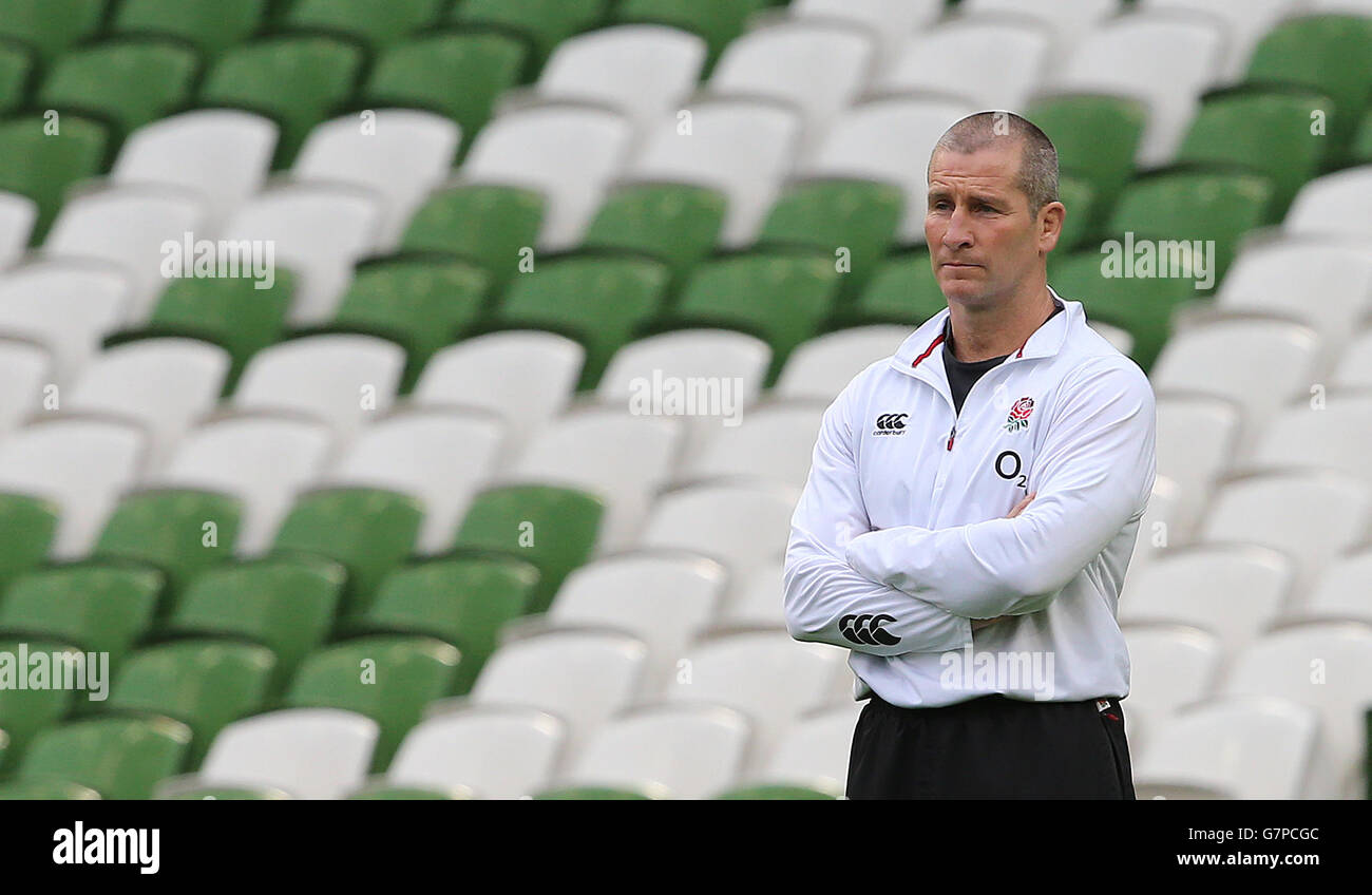 England coach Stuart Lancaster during the Captains Run ahead of the RBS ...