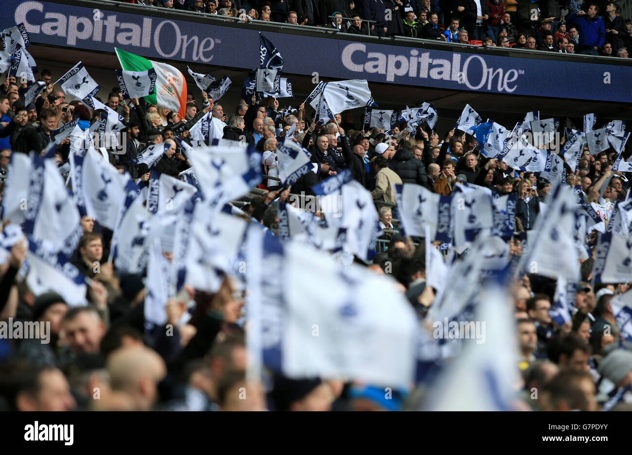 Tottenham fans wave flags hi-res stock photography and images - Alamy