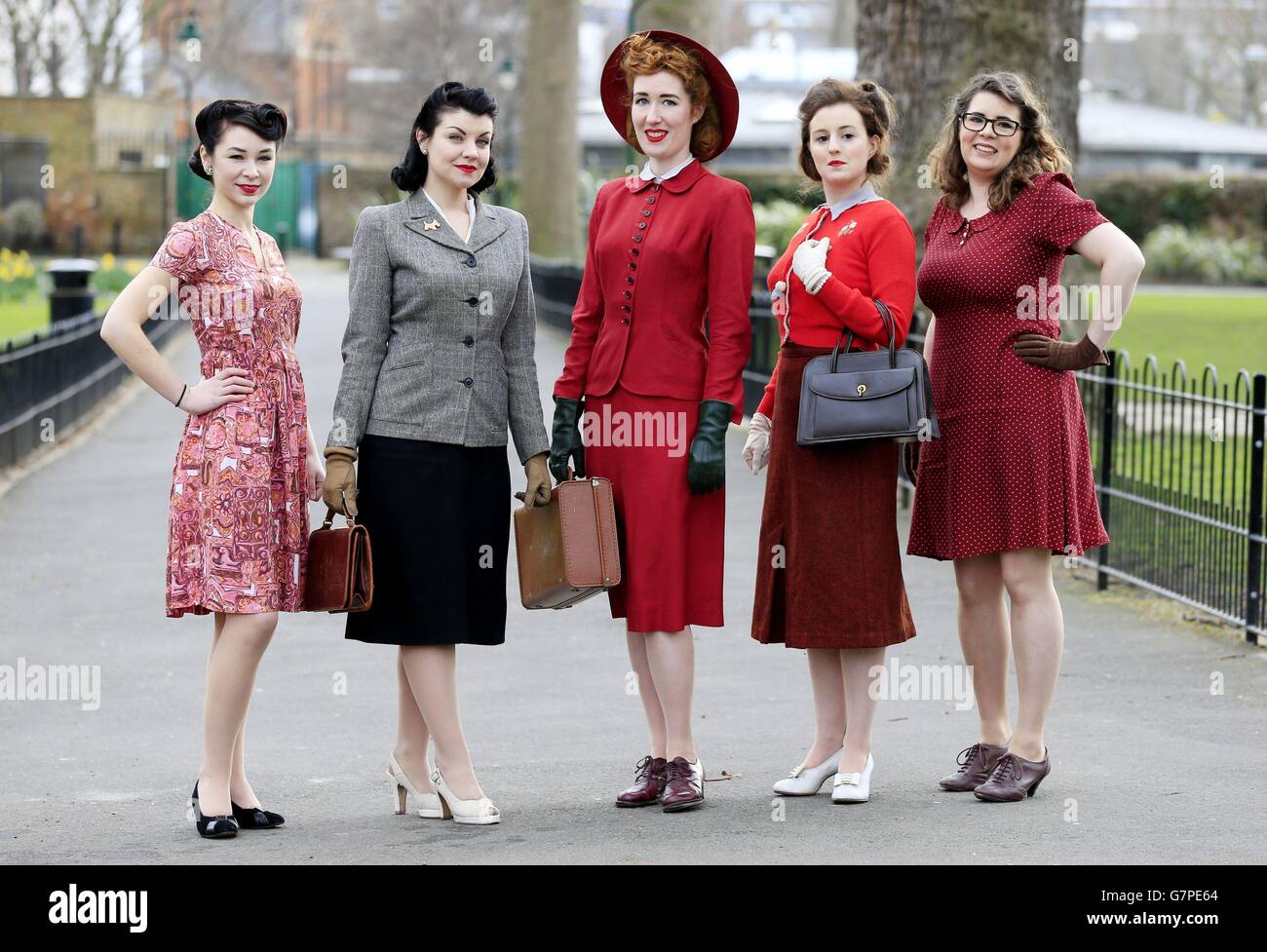 Enthusiasts don 1940s era vintage fashion for a photo call ahead of the ...