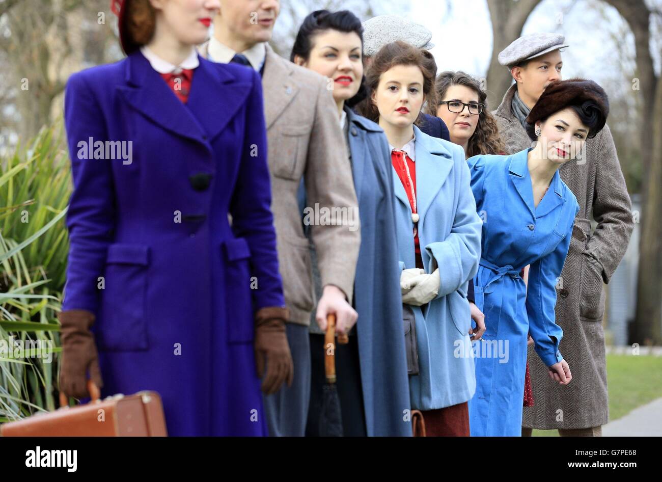Enthusiasts don 1940s era vintage fashion for a photo call ahead of the ...