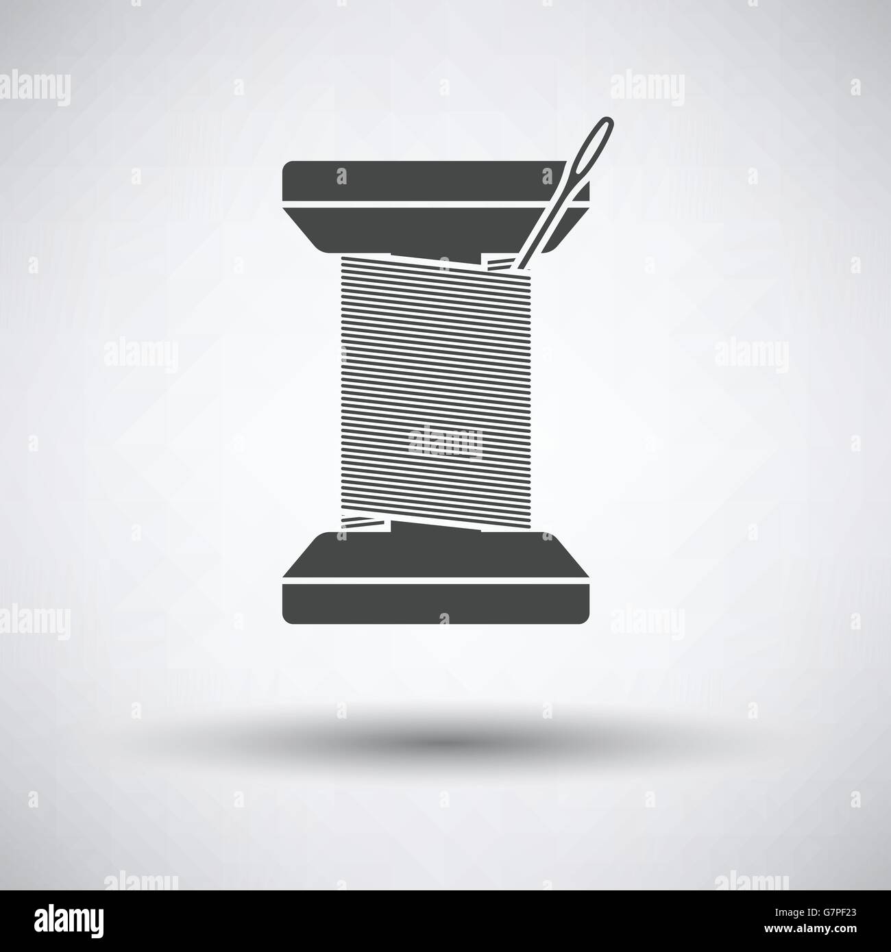 Sewing reel with thread icon on gray background, round shadow. Vector ...