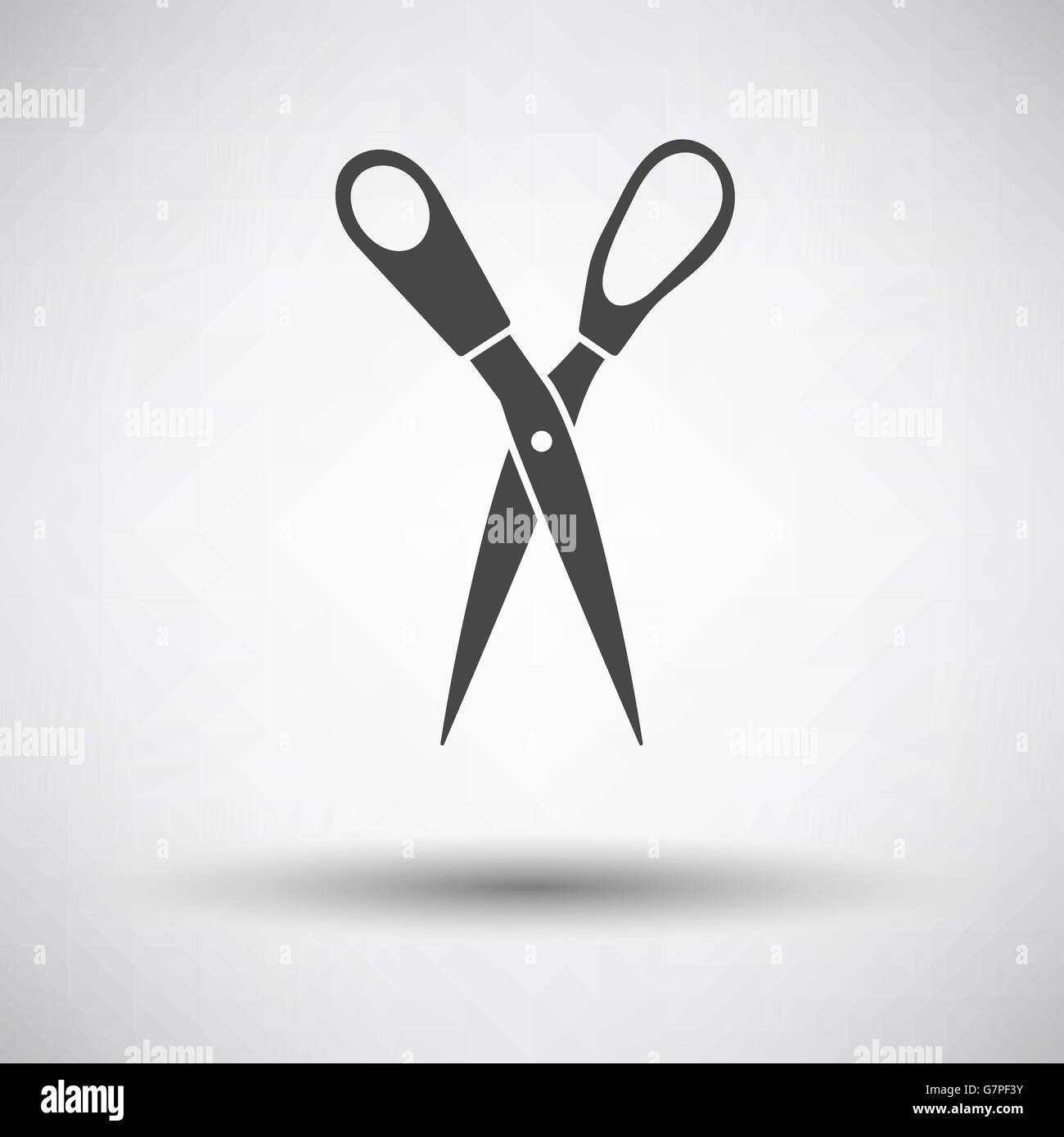 Tailor scissor icon on gray background, round shadow. Vector ...