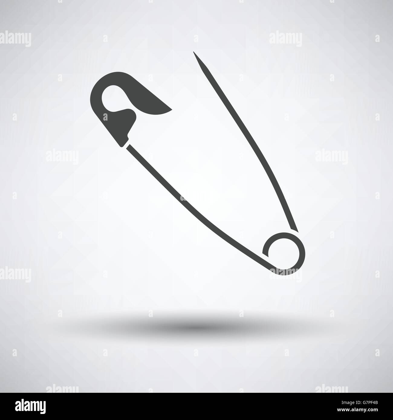 Tailor safety pin icon on gray background, round shadow. Vector ...
