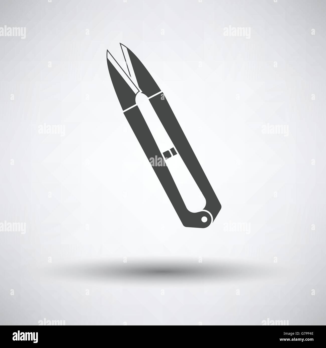Seam ripper icon on gray background, round shadow. Vector illustration ...