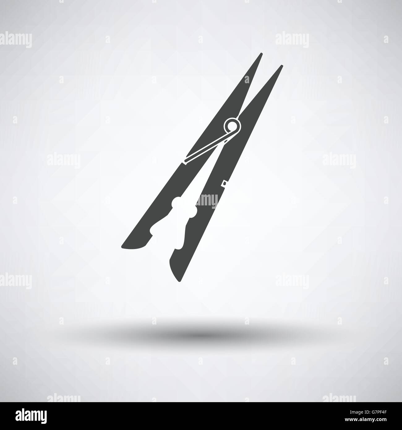 Cloth peg icon on gray background, round shadow. Vector illustration ...