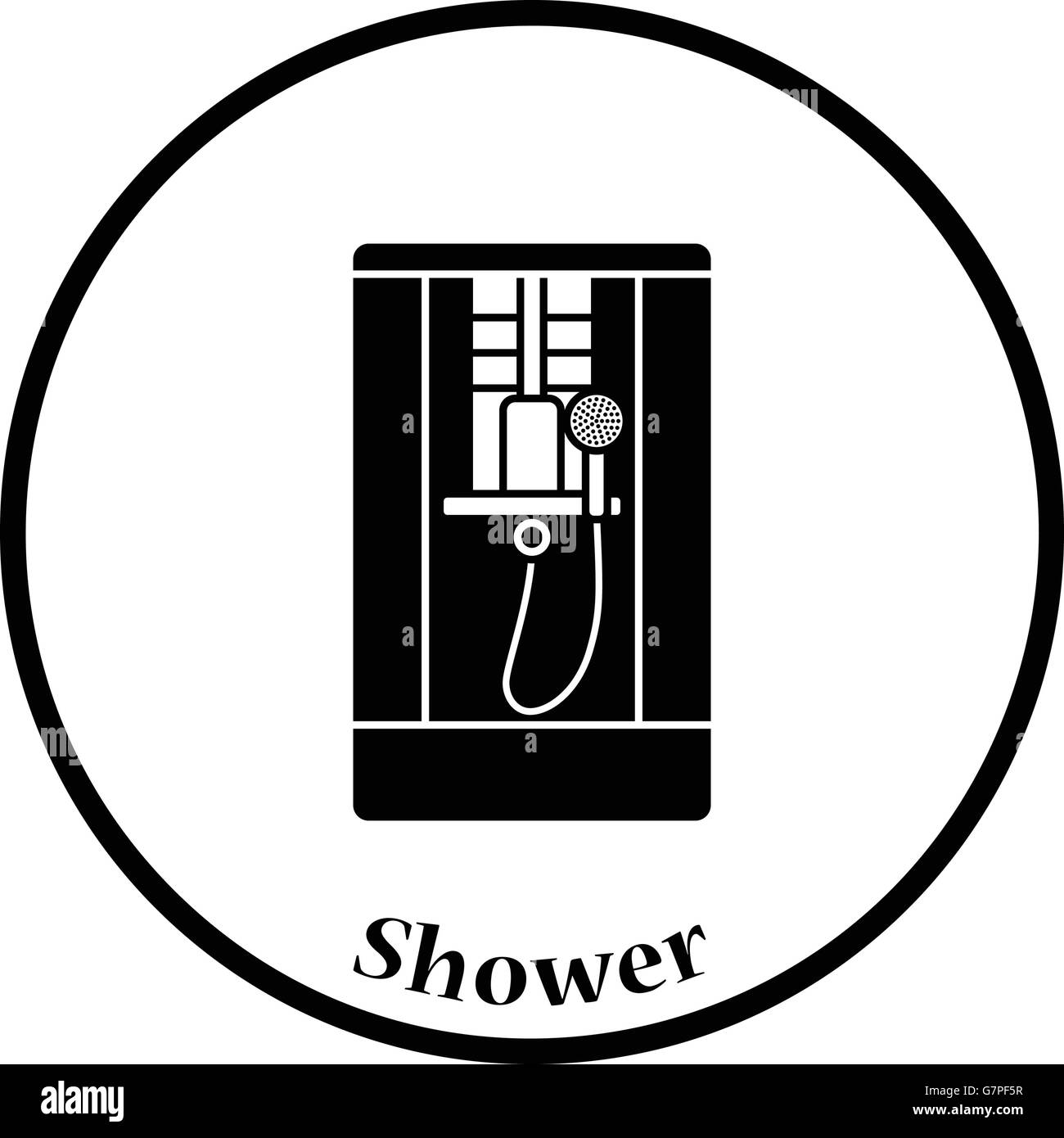 Shower icon. Thin circle design. Vector illustration Stock Vector Image ...
