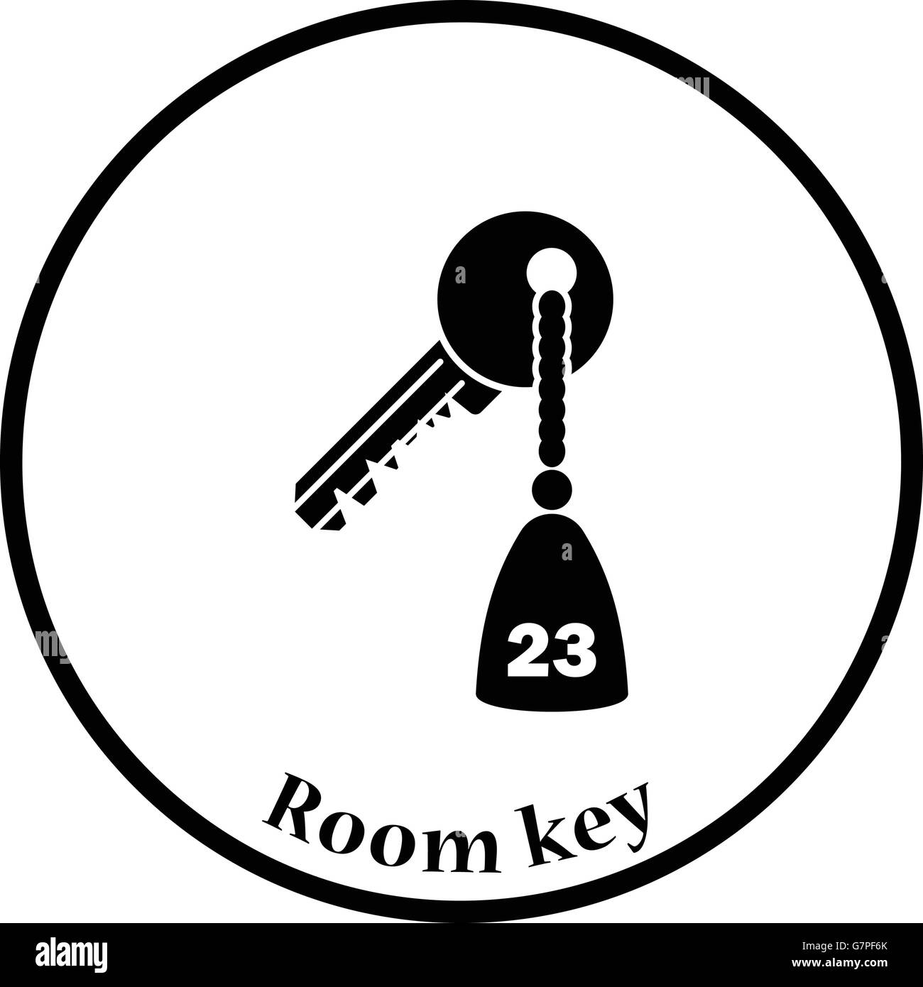 Hotel room key icon. Thin circle design. Vector illustration Stock ...