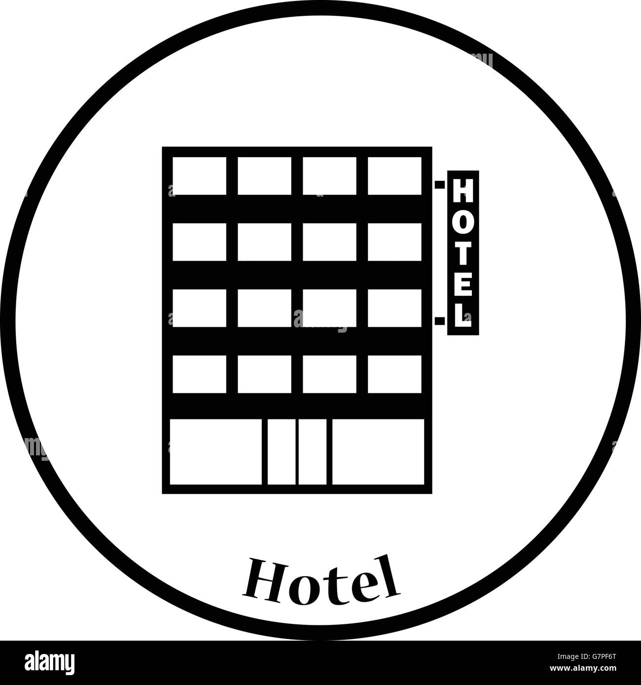 Hotel building icon. Thin circle design. Vector illustration Stock ...