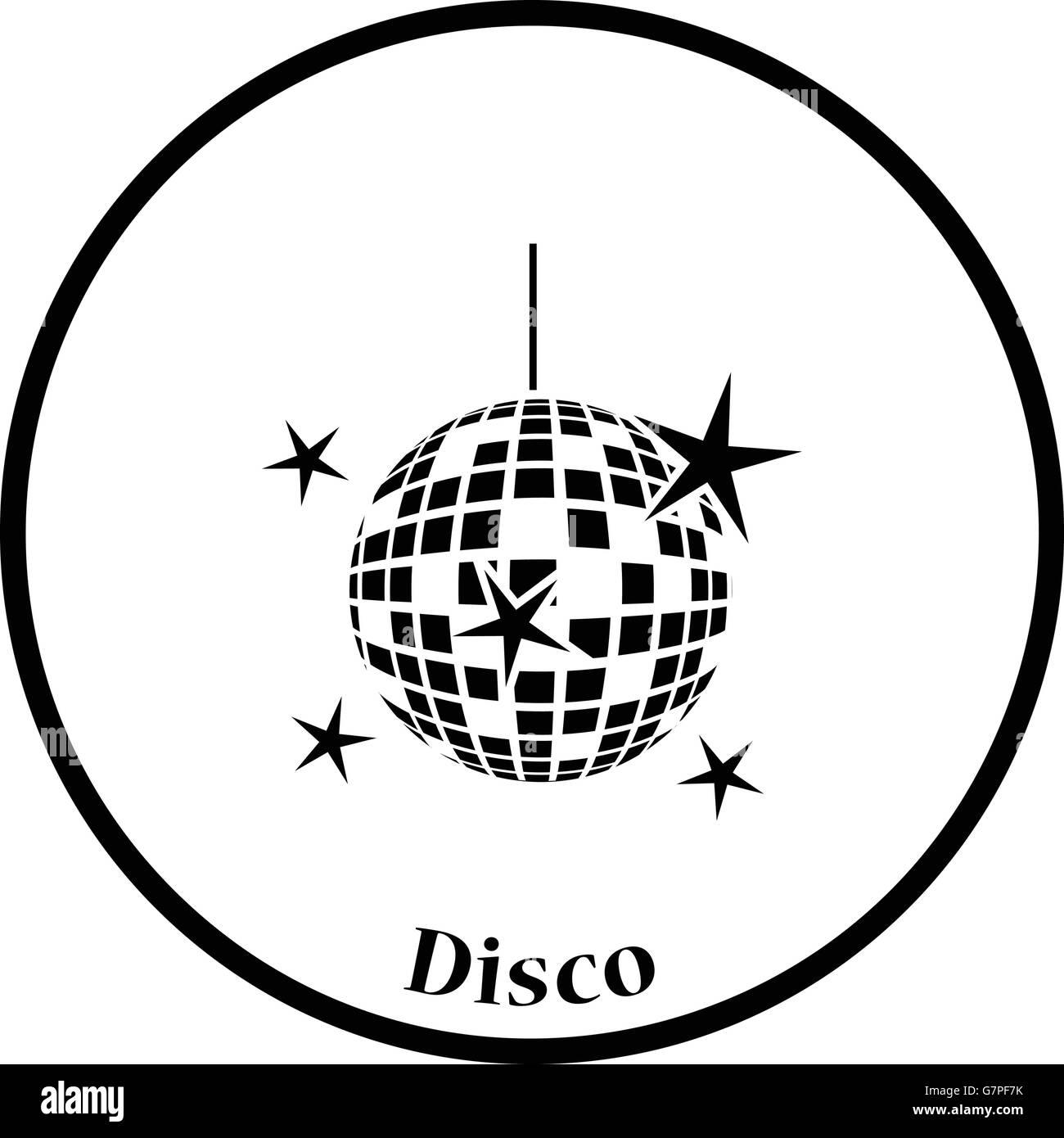 Night clubs disco sphere icon. Thin circle design. Vector illustration ...