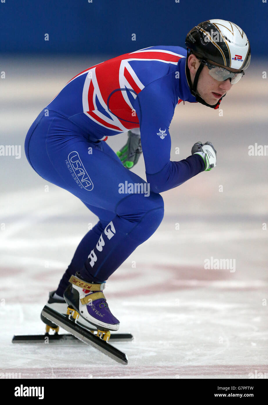 Great Britain's Jack Welbourne practices his start during a practice ...