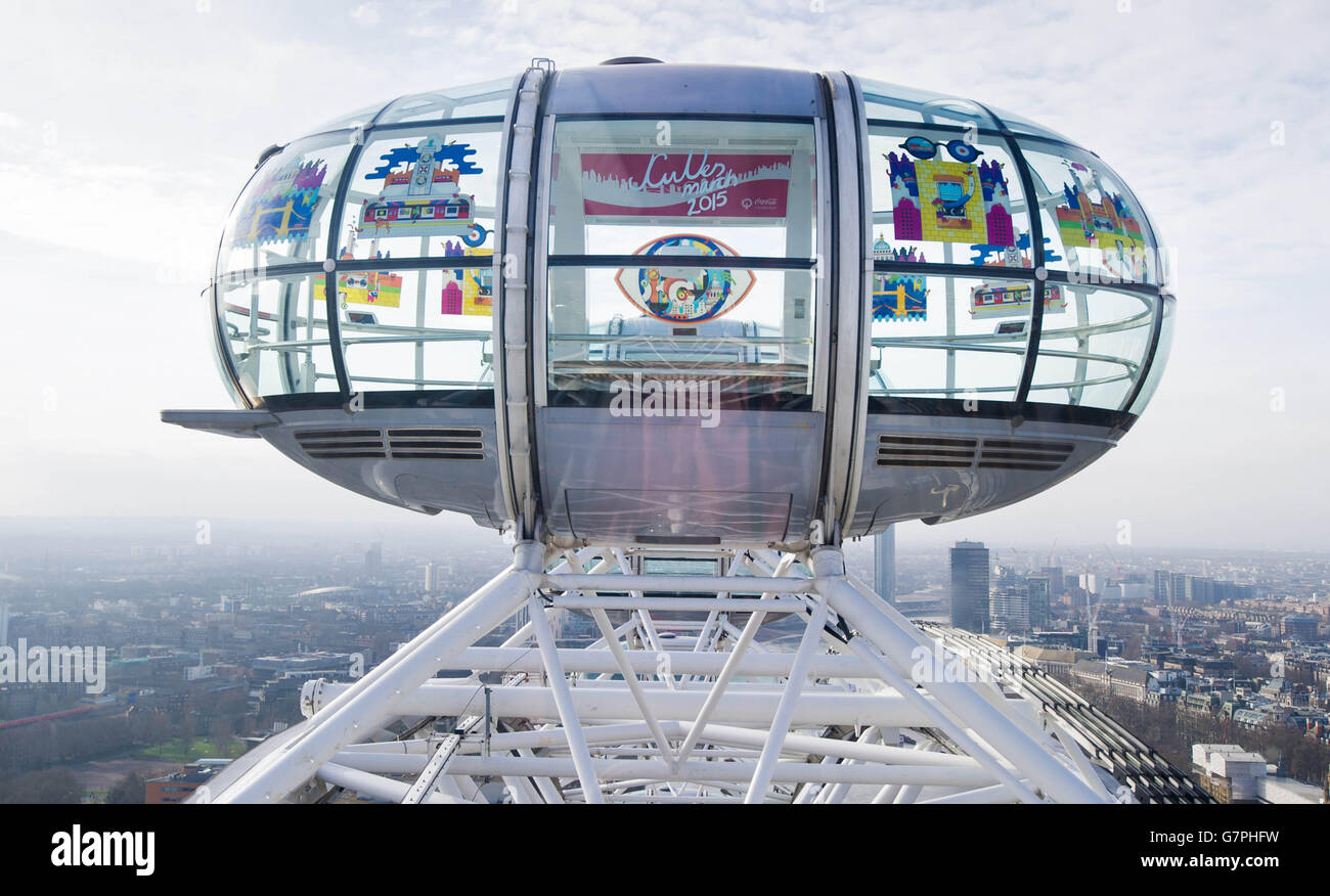 EDITORIAL USE ONLY The first of the Coca Cola London Eye capsules to be ...