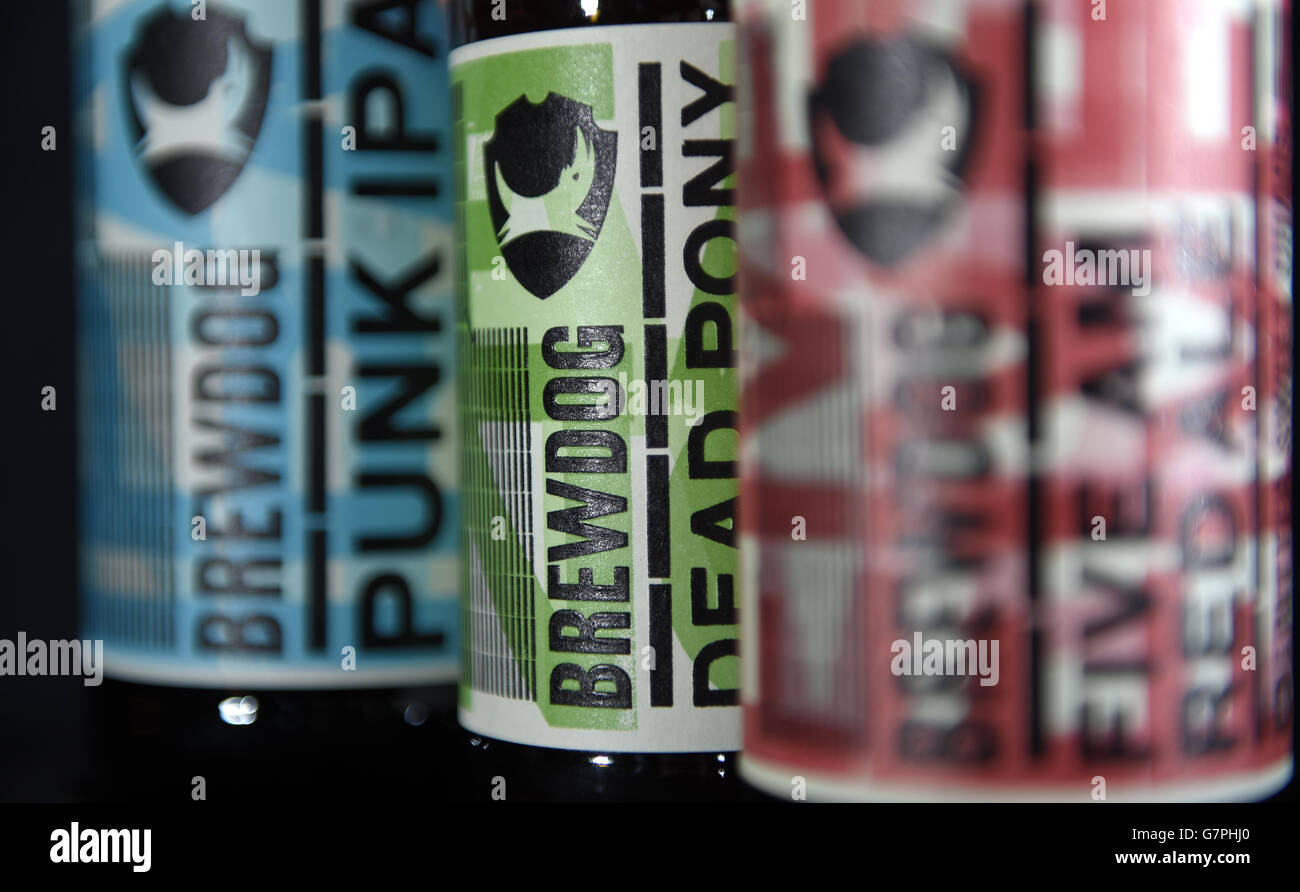 The labels on the bottles of brewdogs punk ipa hi-res stock photography ...