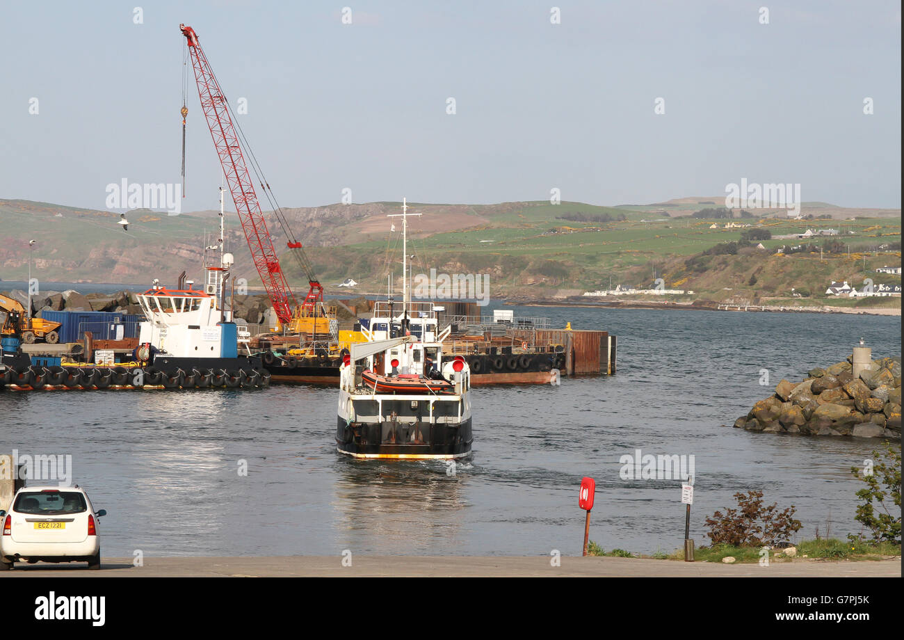 Rathlin Island ferry leaving the harbour. Ballycastle Harbour ...
