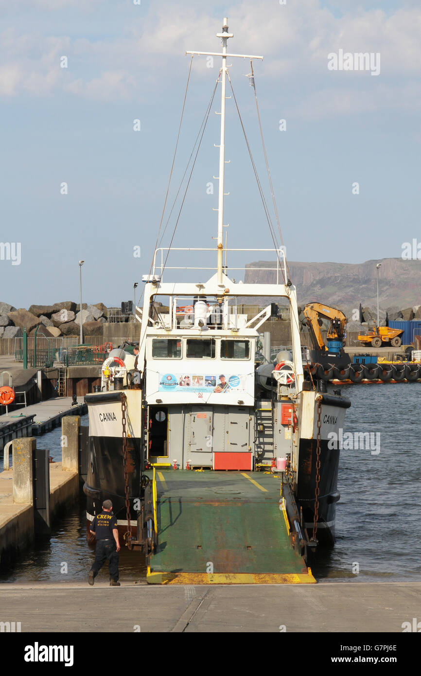 Ferry ready for boarding. The Rathlin Island ferry, Canna in ...