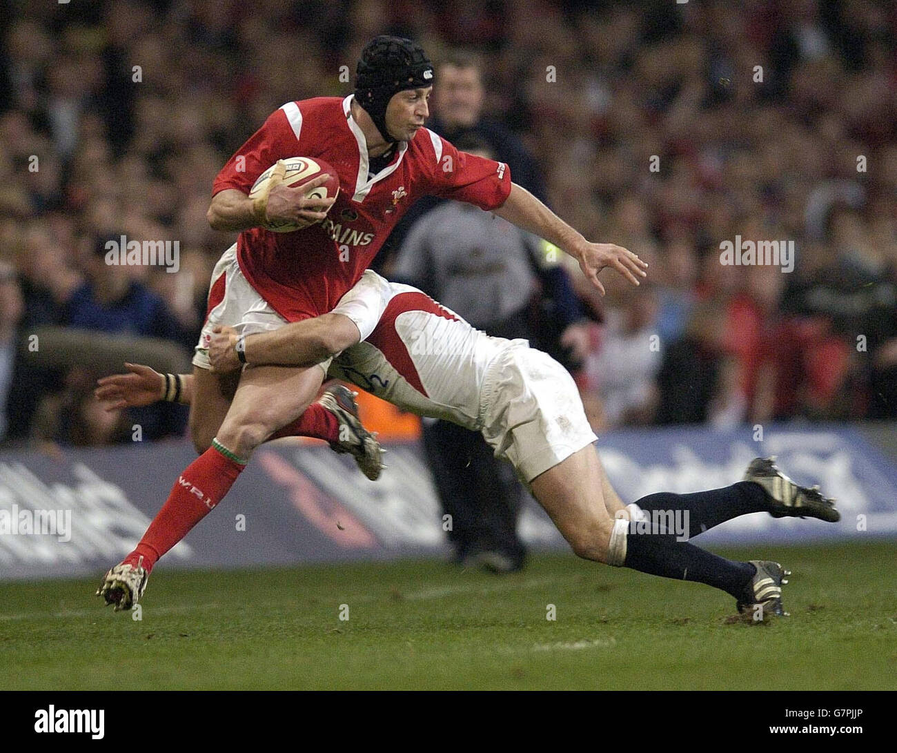 Waless hal luscombe l is tackled by englands jamie noon hi-res stock ...