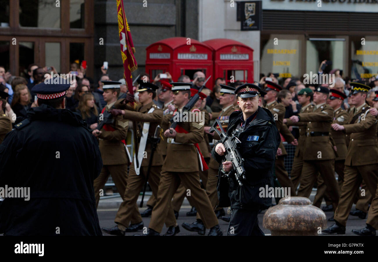 A military parade after a commemoration service to mark the end of ...