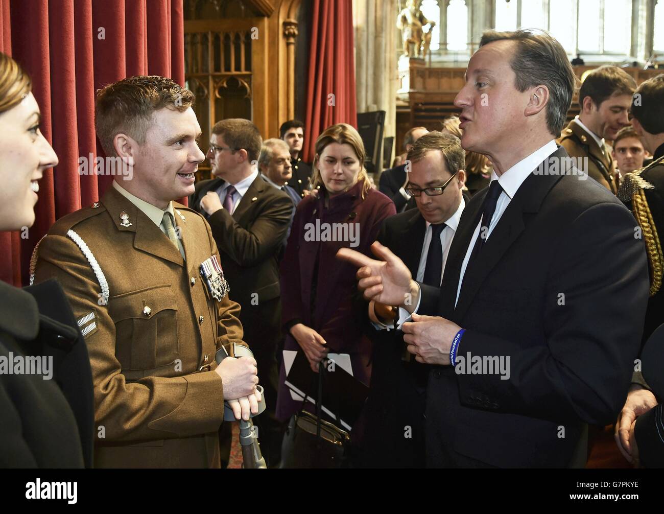 Prime Minister David Cameron speaks with armed forces personnel and ...