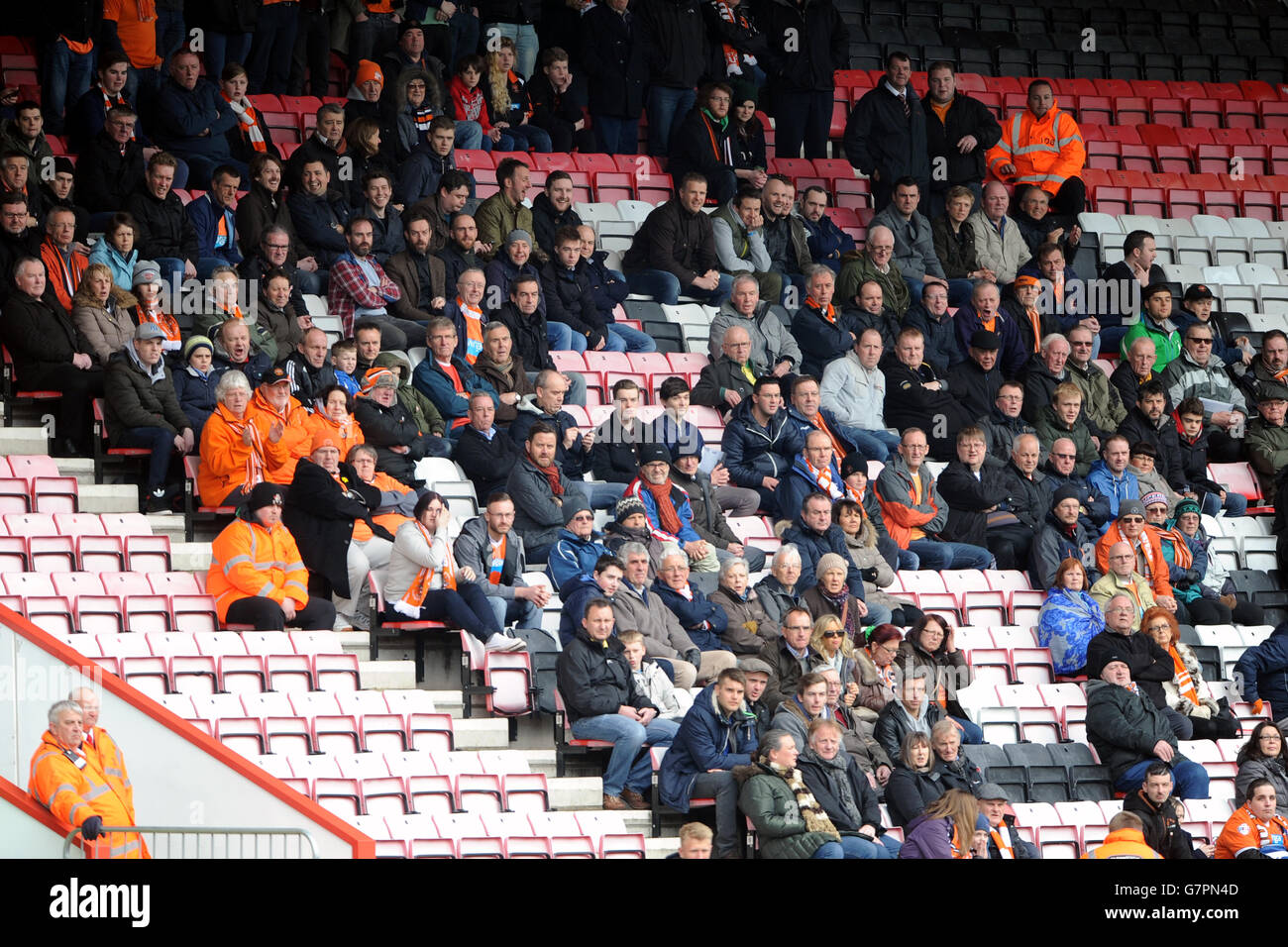Blackpool fans in the stands at the Goldsands Stadium Stock Photo - Alamy