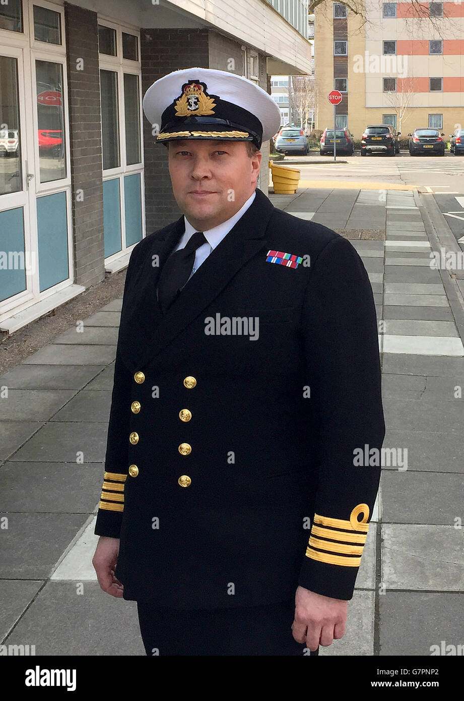 Captain Edwin Tritschler outside Portsmouth Naval Base Court Martial ...