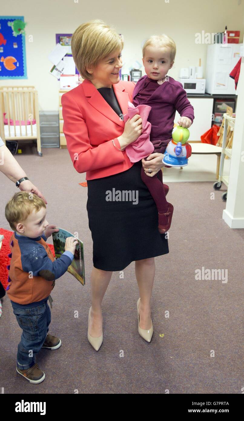 First Minister Nicola Sturgeon during a visit to a nursery at ...
