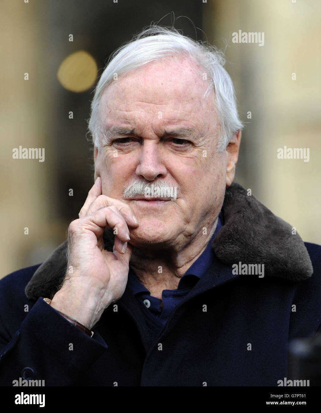 Actor and comedian John Cleese speaks to members of the press on ...