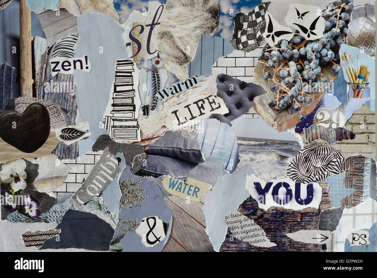 Creative Atmosphere art mood board collage sheet in color black and ...