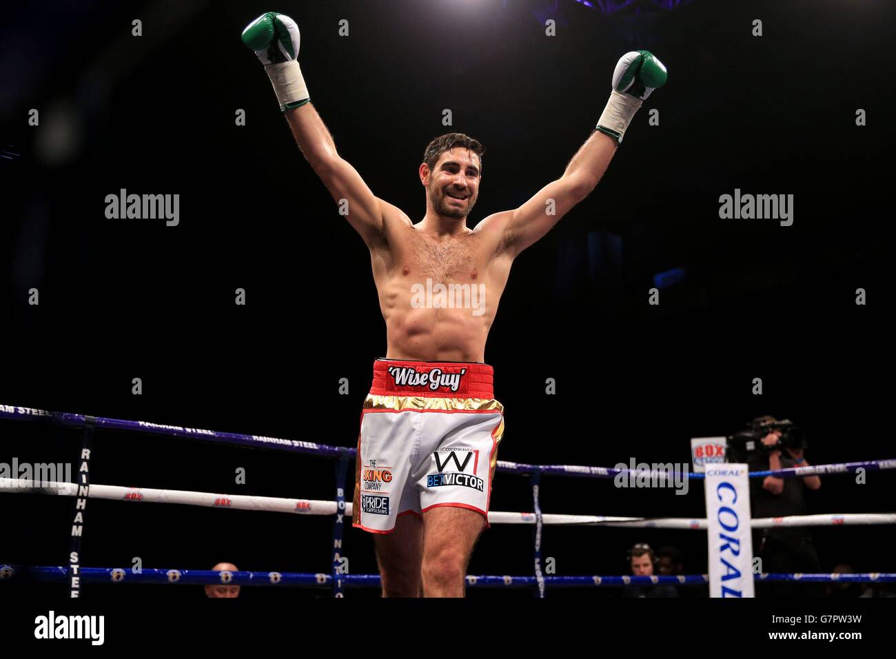 Frank Buglioni celebrates beating Ivan Jukic during their WBO European ...