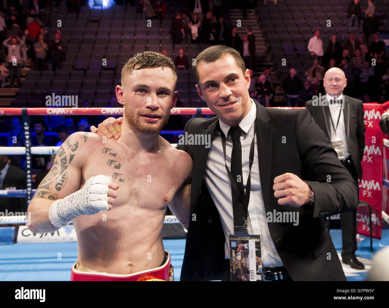 Carl Frampton with boxer Scott Quigg after the fight against Chris ...