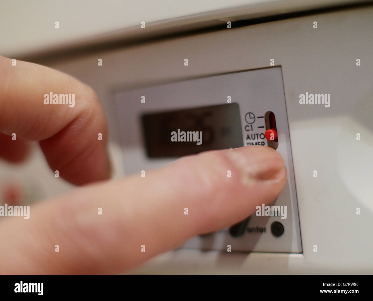 The control panel of a gas combination boiler, at a home in north ...