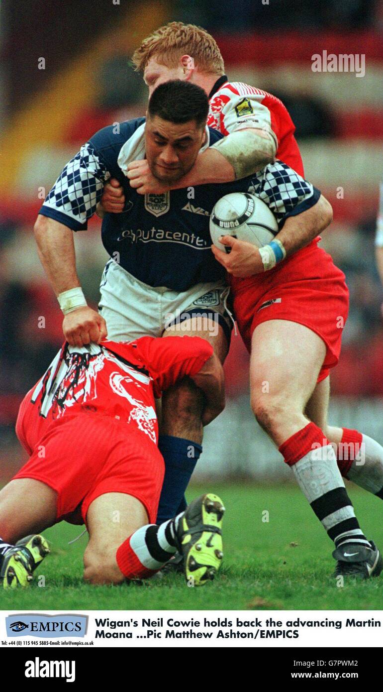 Rugby League ... Wigan Warriors v Halifax Blue Sox. Wigan's Neil Cowie ...