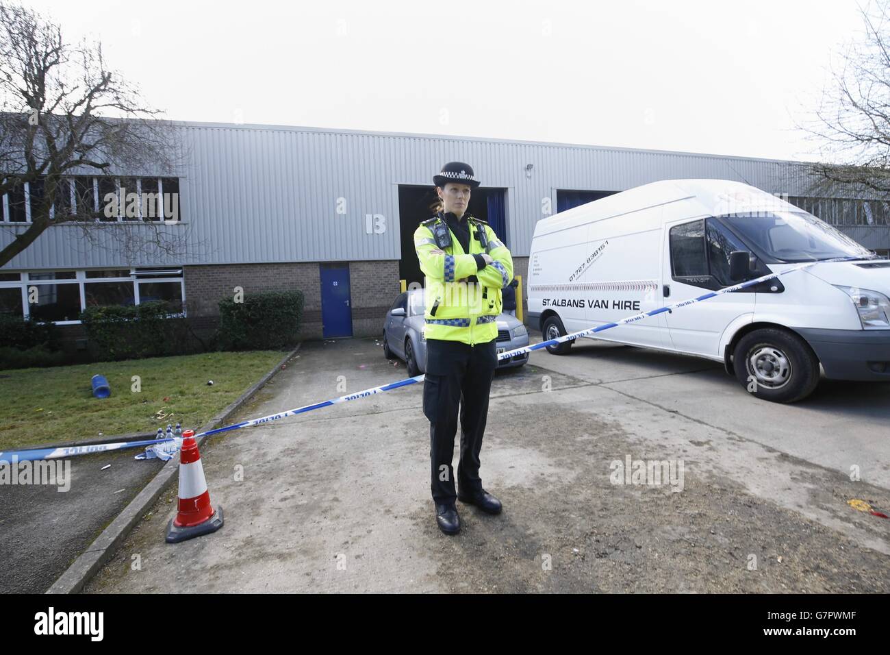 Police outside a warehouse on the River Ray industrial estate in ...