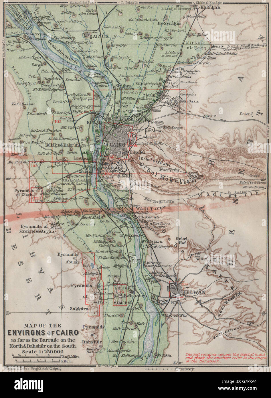 NILE VALLEY / CAIRO ENVIRONS. Memphs Helwan. Egypt. BAEDEKER, 1914 ...