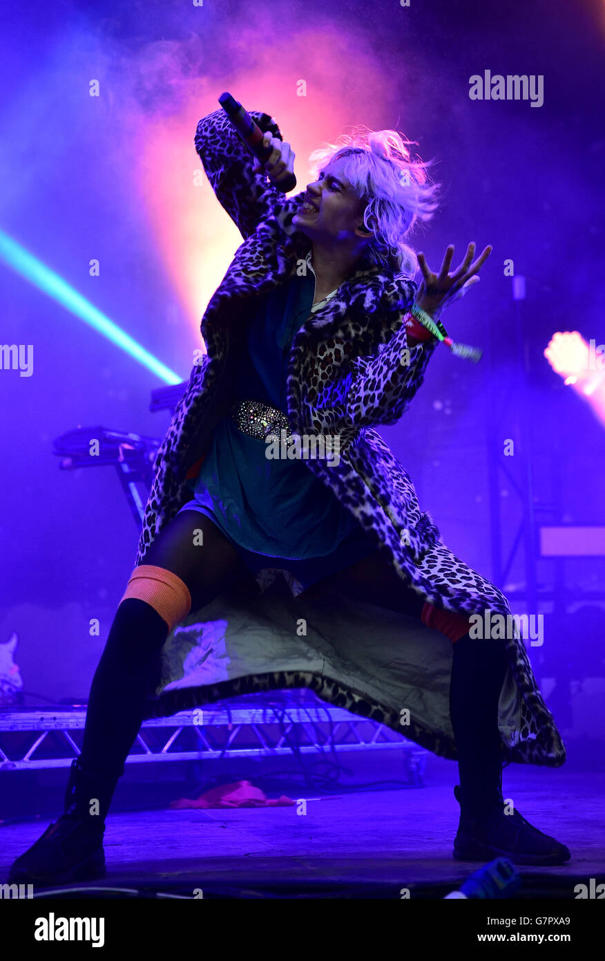 Grimes performing on The Park Stage at the Glastonbury Festival, at ...
