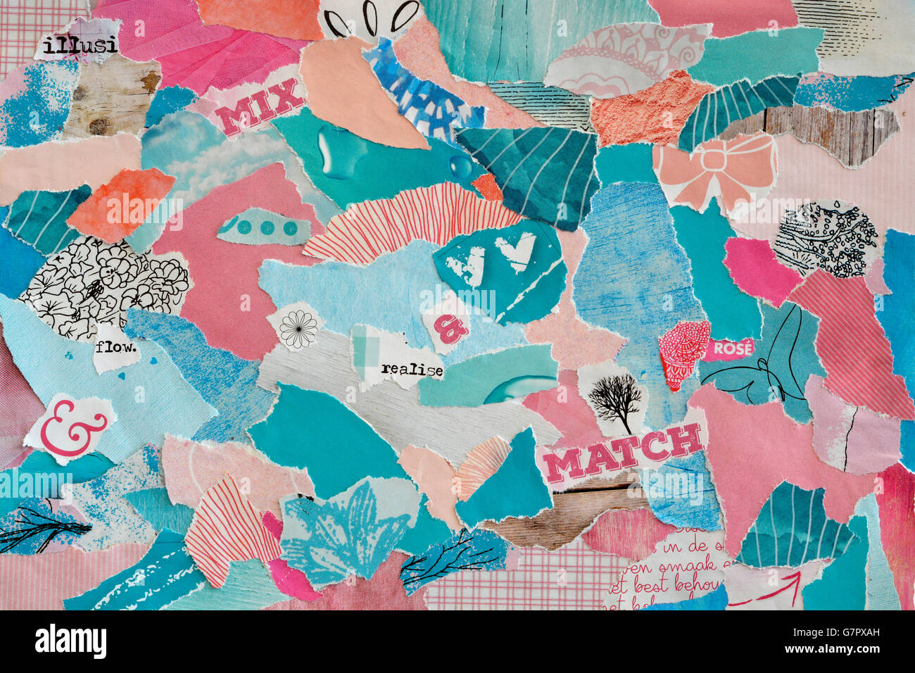 Collage mood board made of teared paper Stock Photo - Alamy